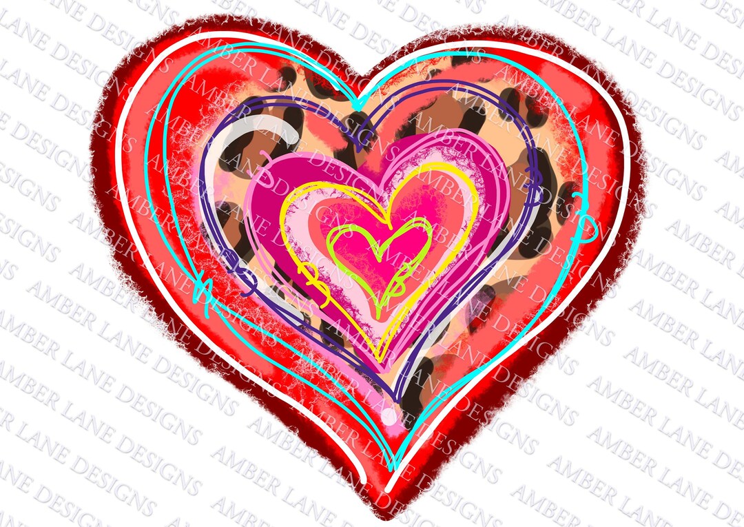 Rainbow Leopard Heart PNG, Doodle Heart Valentine Love , PNG ...