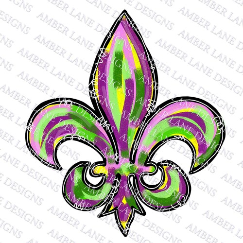 Watercolor Mardi Gras PNG Fleur De Lis Name Plate Clipart - Etsy