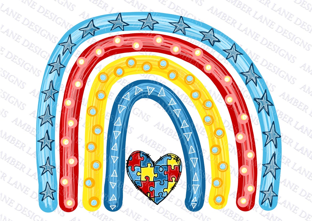 Autism Rainbow Png, Puzzle Heart, Autism Awareness, Png File Only - Etsy