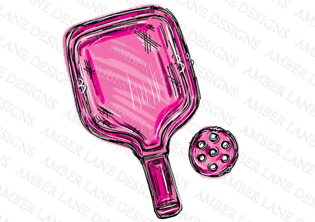 Pink Pickleball and Racket Hand-drawn Png File - Etsy