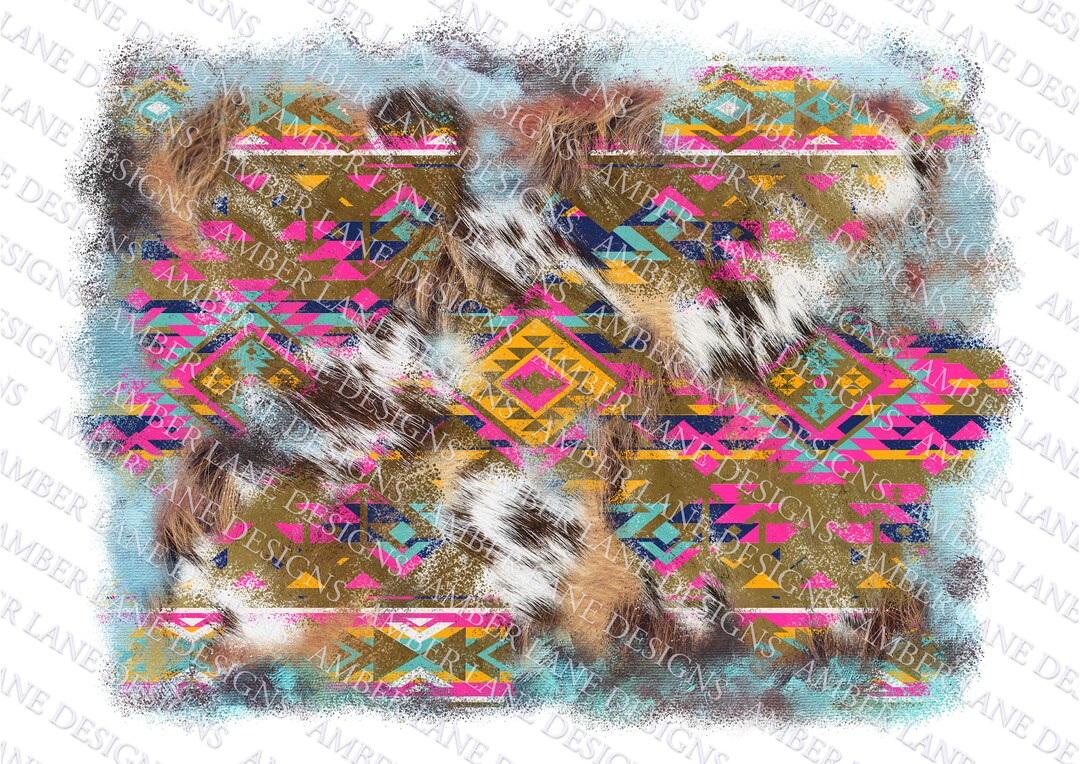 Turquoise With Cowhide and Aztec Print Backsplash, Sublimation ...