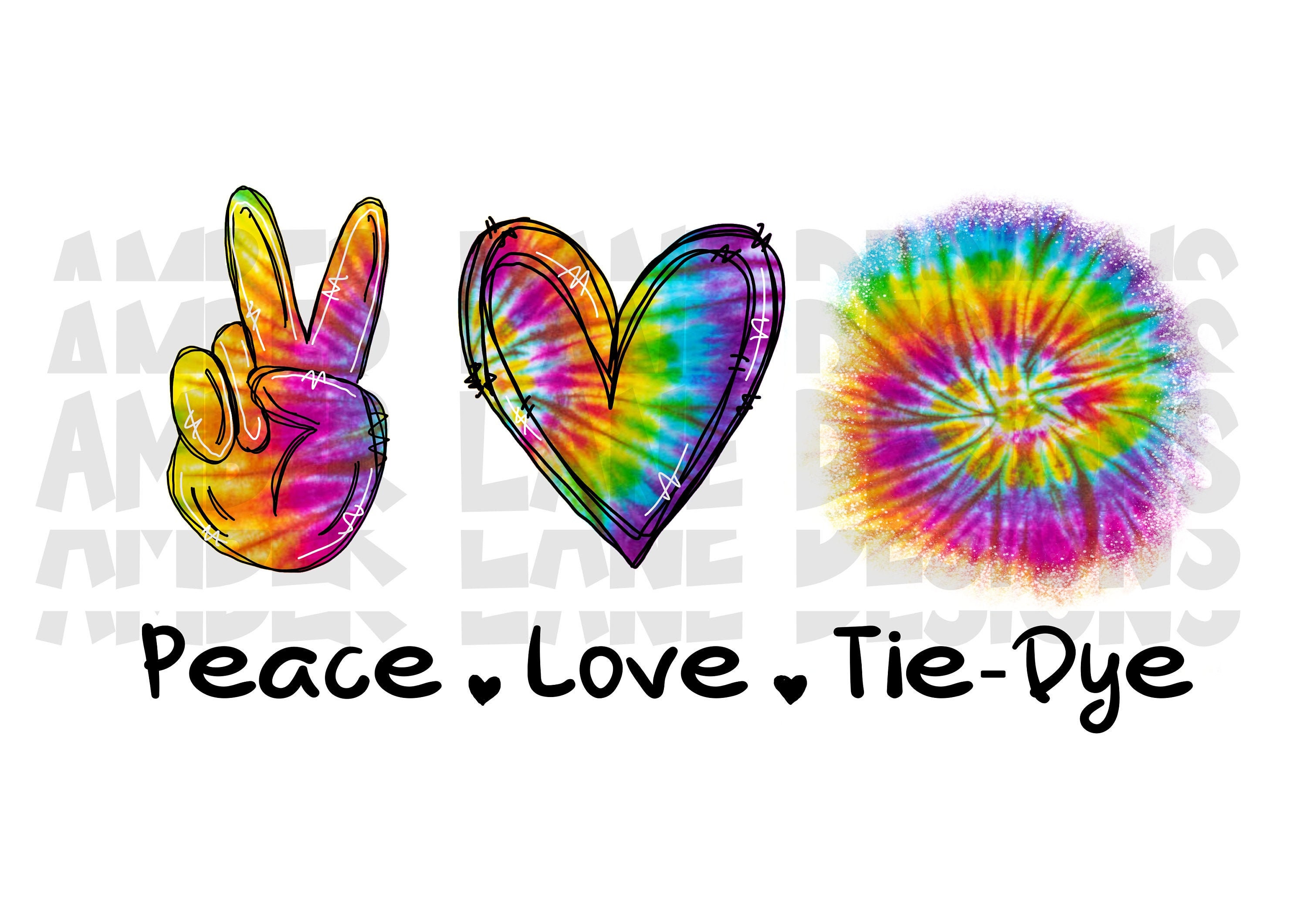 Tie Dye Peace Sign Heart