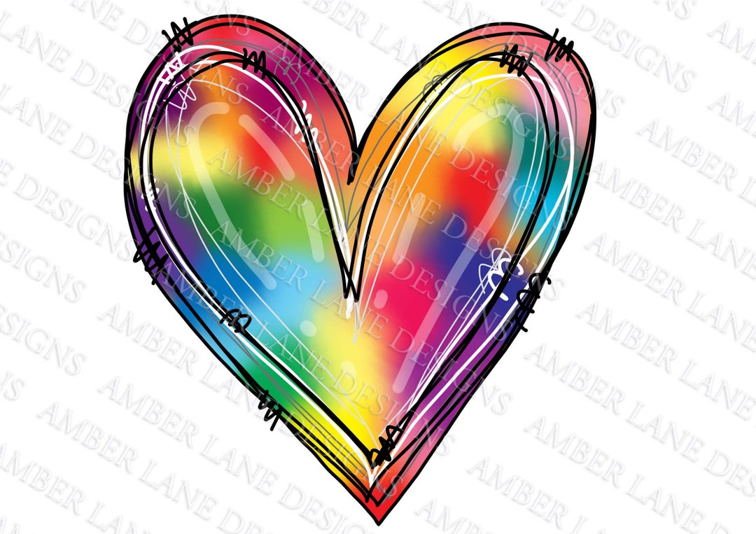 Rainbow Heart PNG Digital File - Etsy