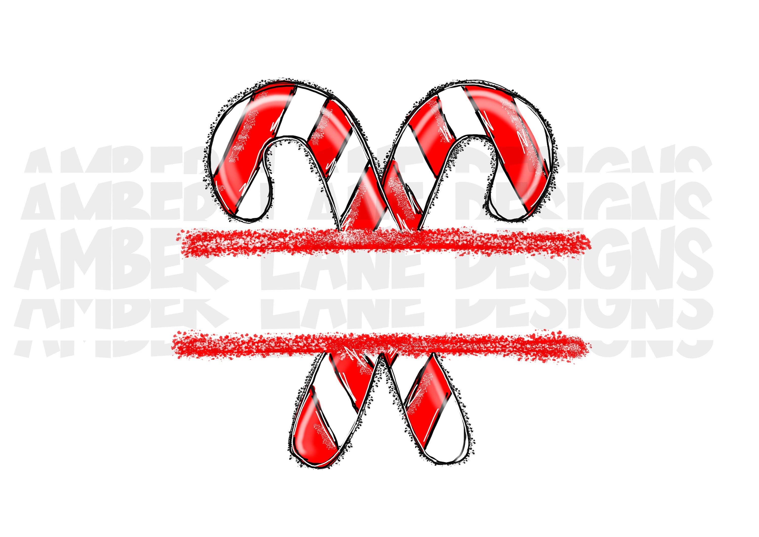 Candy Cane Split Monogram Frame PNG Design Hand Drawn Art - Etsy
