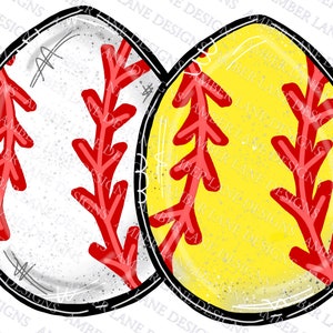 Sports Easter Eggs, Softball and Baseball, Png File - Etsy