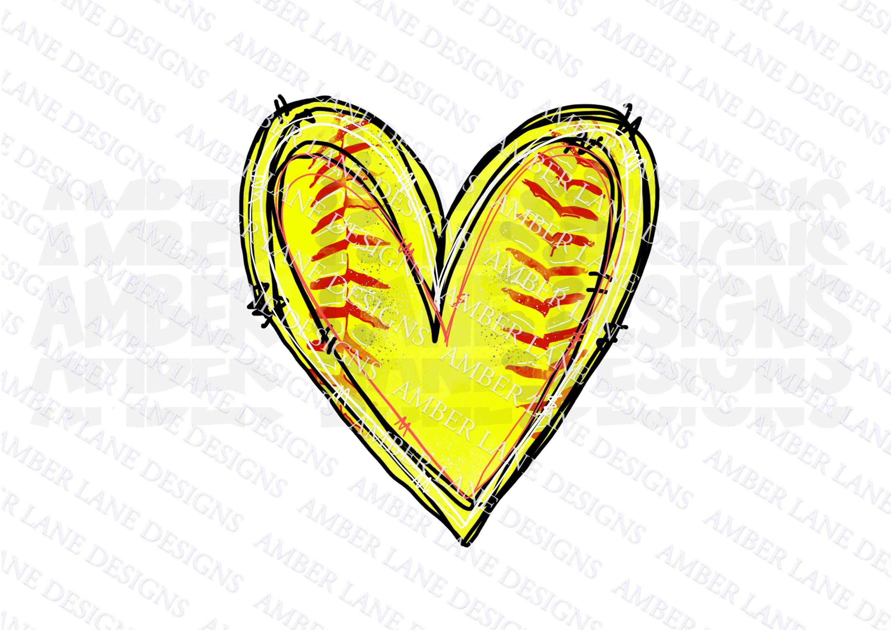 Heart Softball Clipart