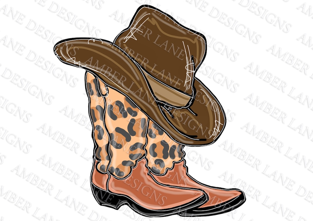 Cheetah Doodle Cowboy Boots With Hat Ontop Tumbler Wrap - Etsy