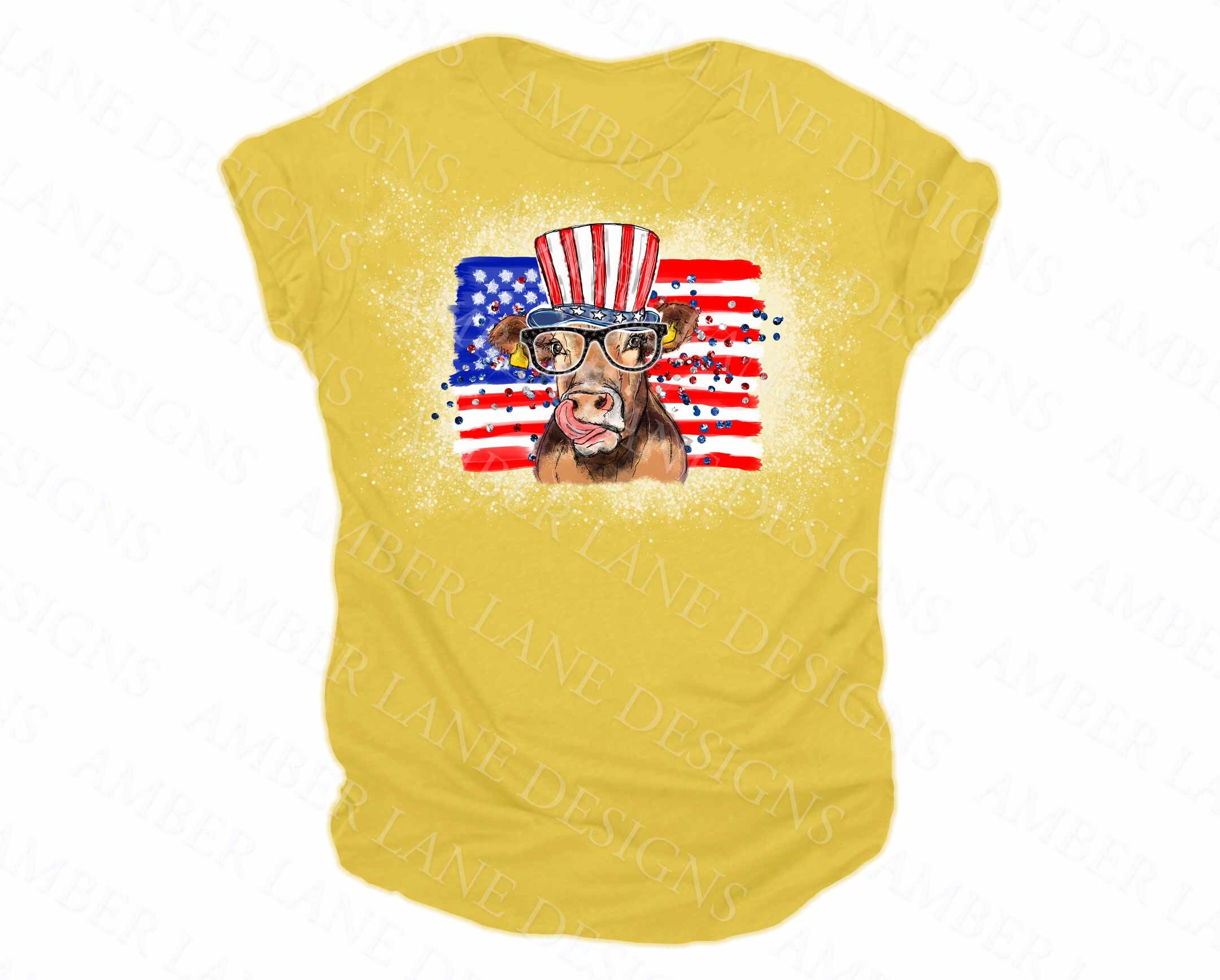 Cute Cow Lick With Uncle Sam Hat and Glasses USA 4th of July - Etsy