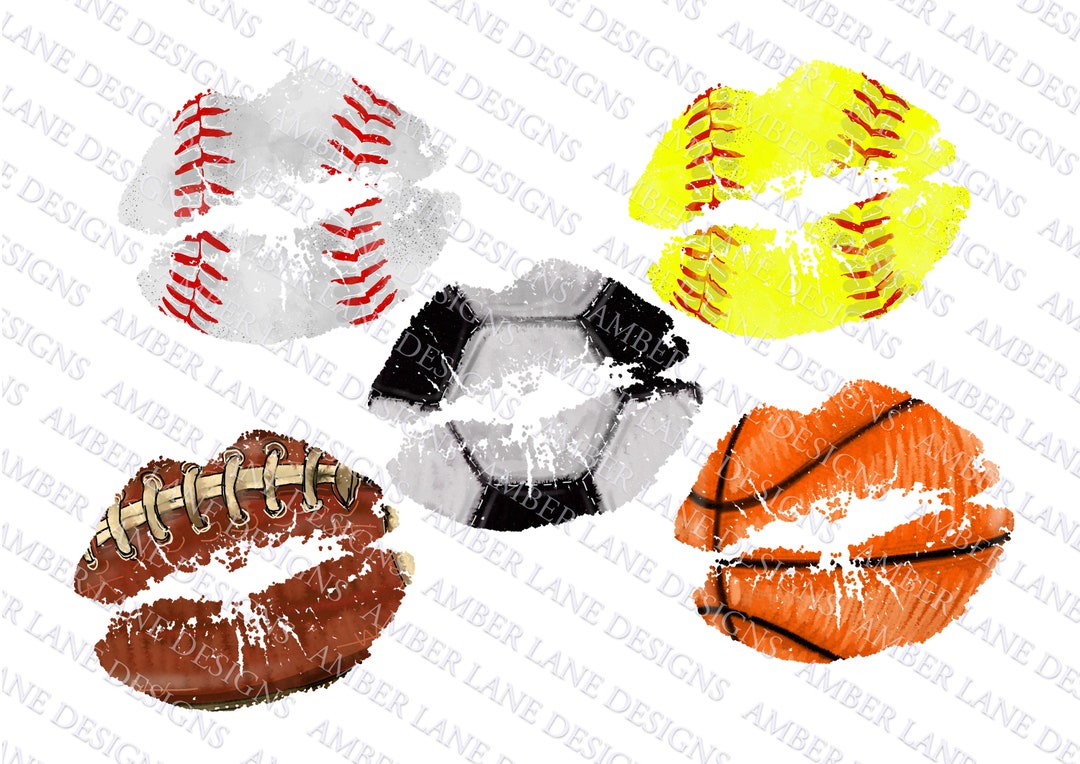 Sports Lips PNG Bundle, Basketball, Football, Soccer, Baseball ...