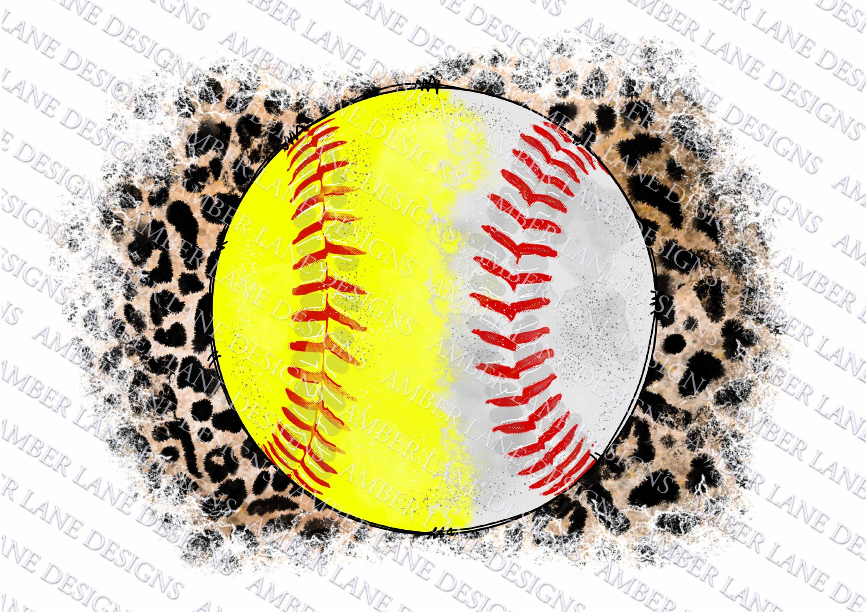 Half Baseball Softball Leopard Print Watercolor Sublimation - Etsy