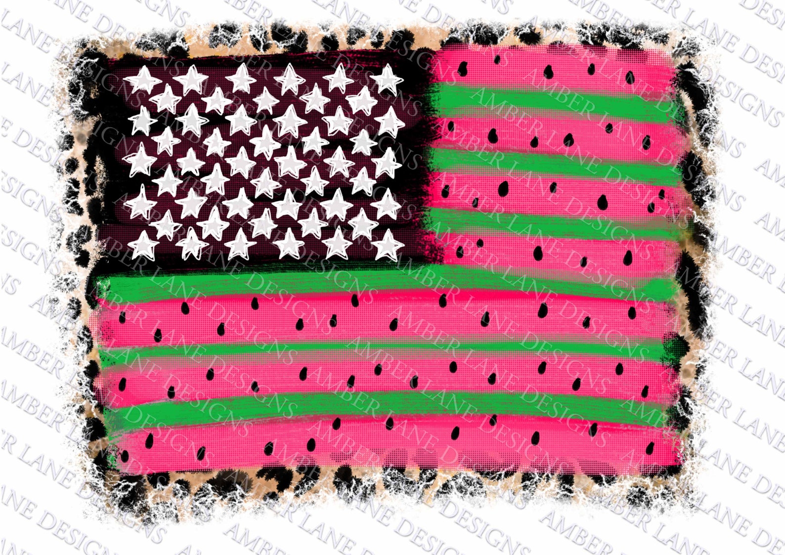 USA Watermelon flag and Leopard American flag grunge PNG | Etsy