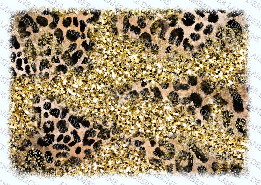 Leopard and Gold Glitter Splash Frame, Background, PNG File. - Etsy