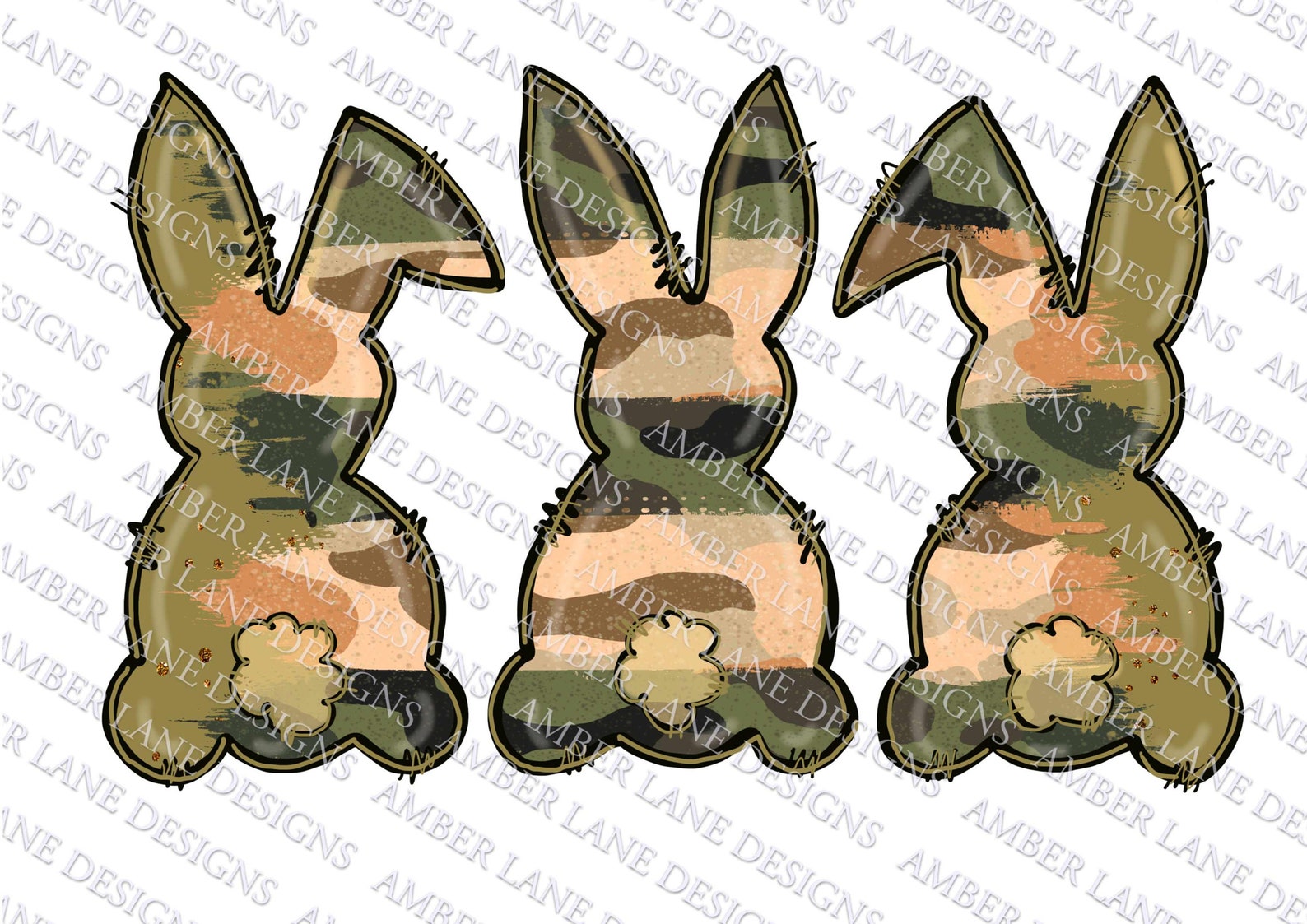 Three Camo Bunnies Camouflage Easter Bunnies Png File. - Etsy