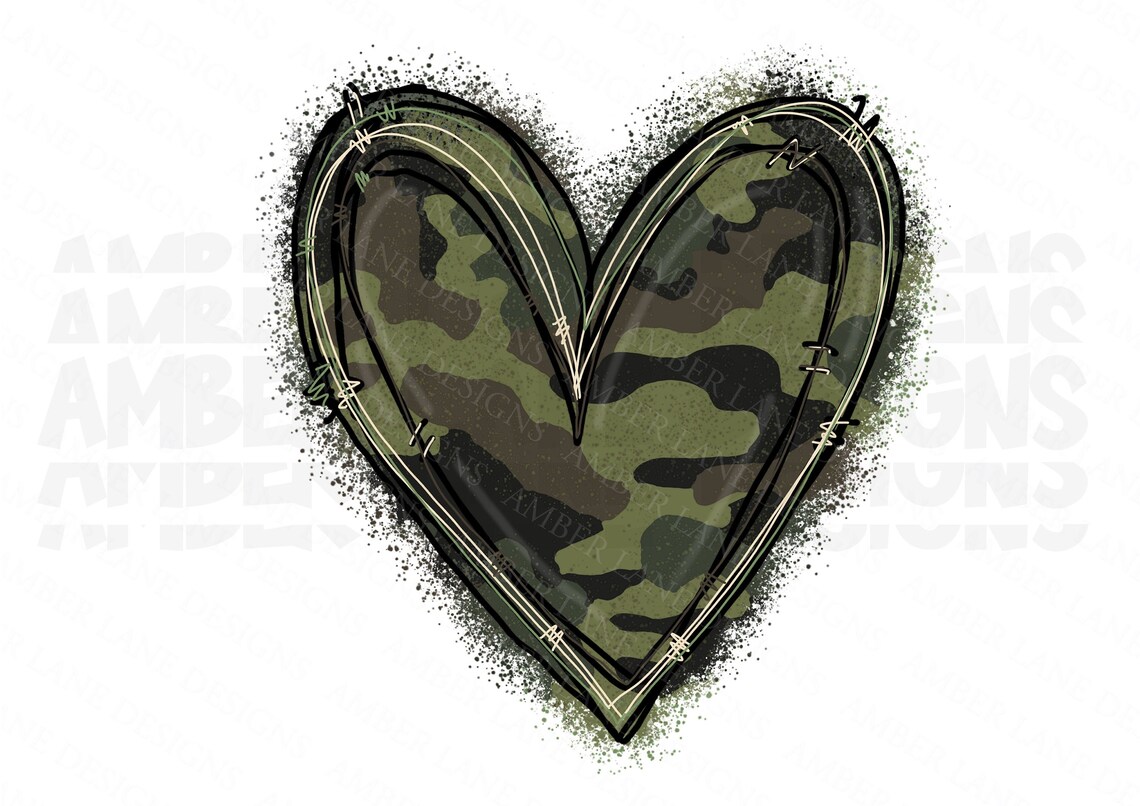 Camo Heart Png Sublimation camoflage Heart Watercolor PNG | Etsy