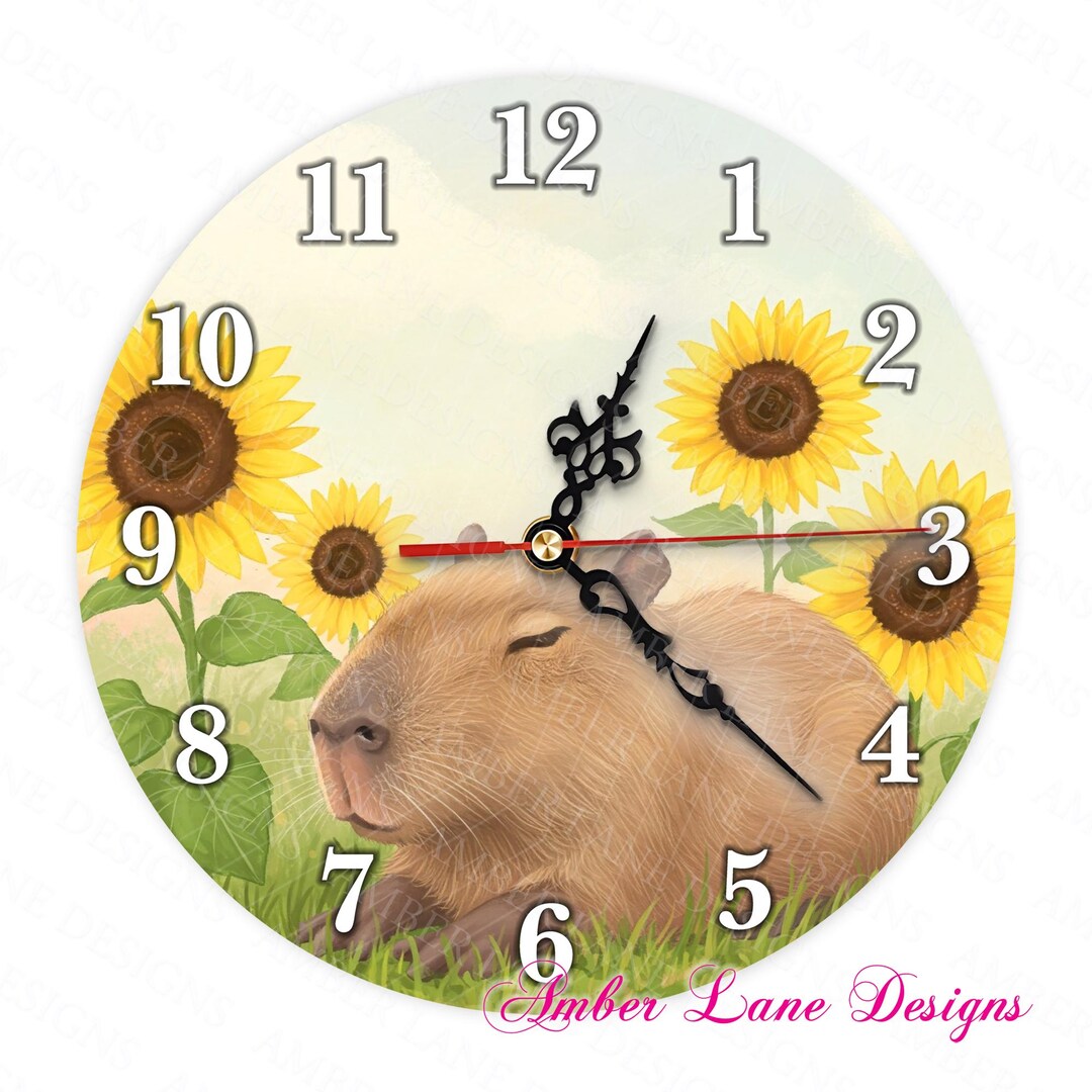 Capybara With Sunflowers Clock Sublimation to Fit 8" X 8" Png File - Etsy