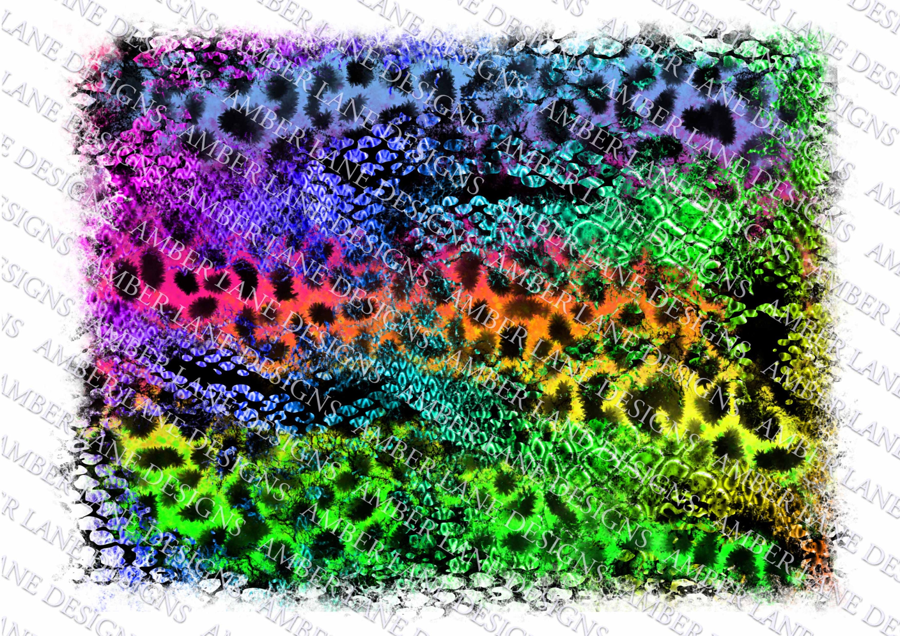 Rainbow Snakeskin leopard background backsplash frame png | Etsy