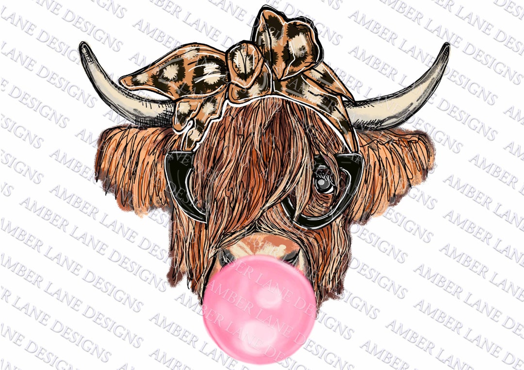 Chic Highland Swagger: Leopard Bandana, Glasses and Bubble Gum Bliss ...