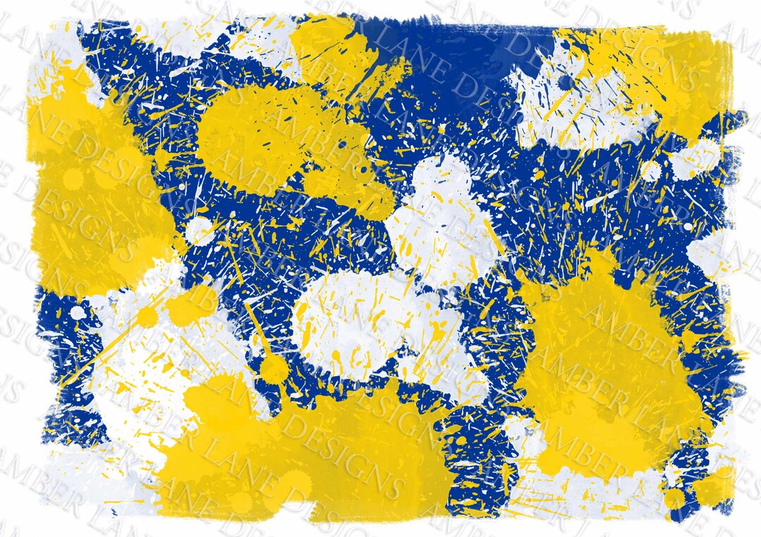 Blue Yellow and White Paint Splatter Background Sublimation Png File ...