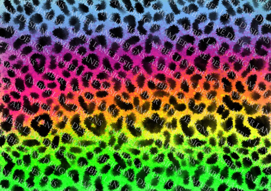 Rainbow Leopard Digital Paper Sublimation File Hand Drawn Cheetah ...