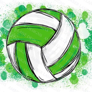Green Team Colors Volleyball Watercolor Sublimation, 2 PNG Designs - Etsy
