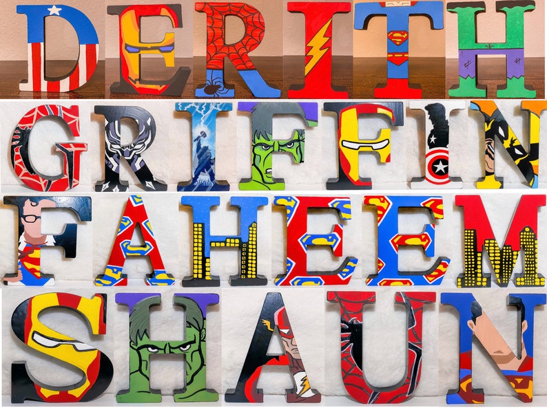 Marvel Letters Kids Superhero Letters Hand Painted Bedroom - Etsy