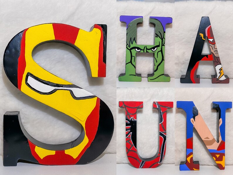 Marvel Letters Kids Superhero Letters Hand Painted Bedroom - Etsy
