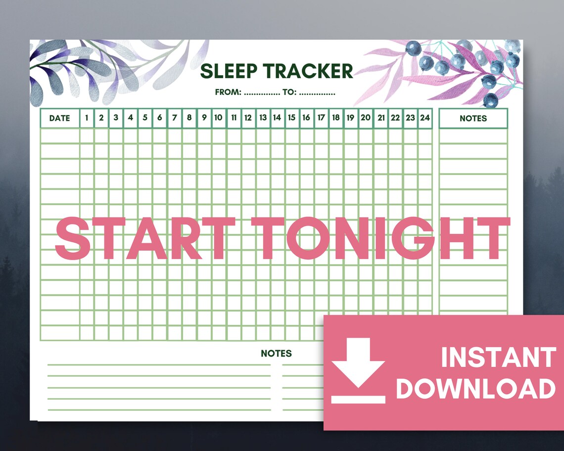 Sleep Diary Printable for Mental Health, Chronic Illness & Insomnia ...