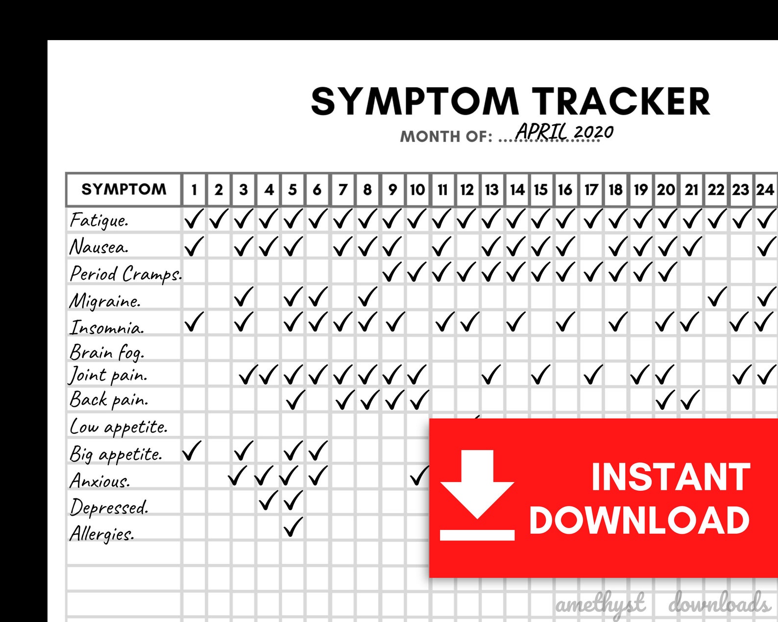 Symptom Tracker for Chronic Illness, Disability & Spoonie | Digital ...