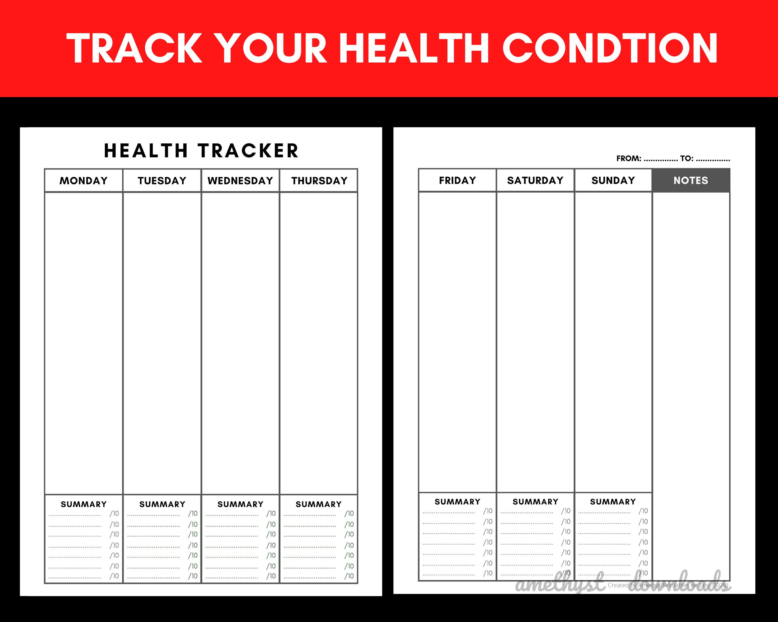 Health Tracker Printable for Chronic Illness, Disability & Spoonie ...