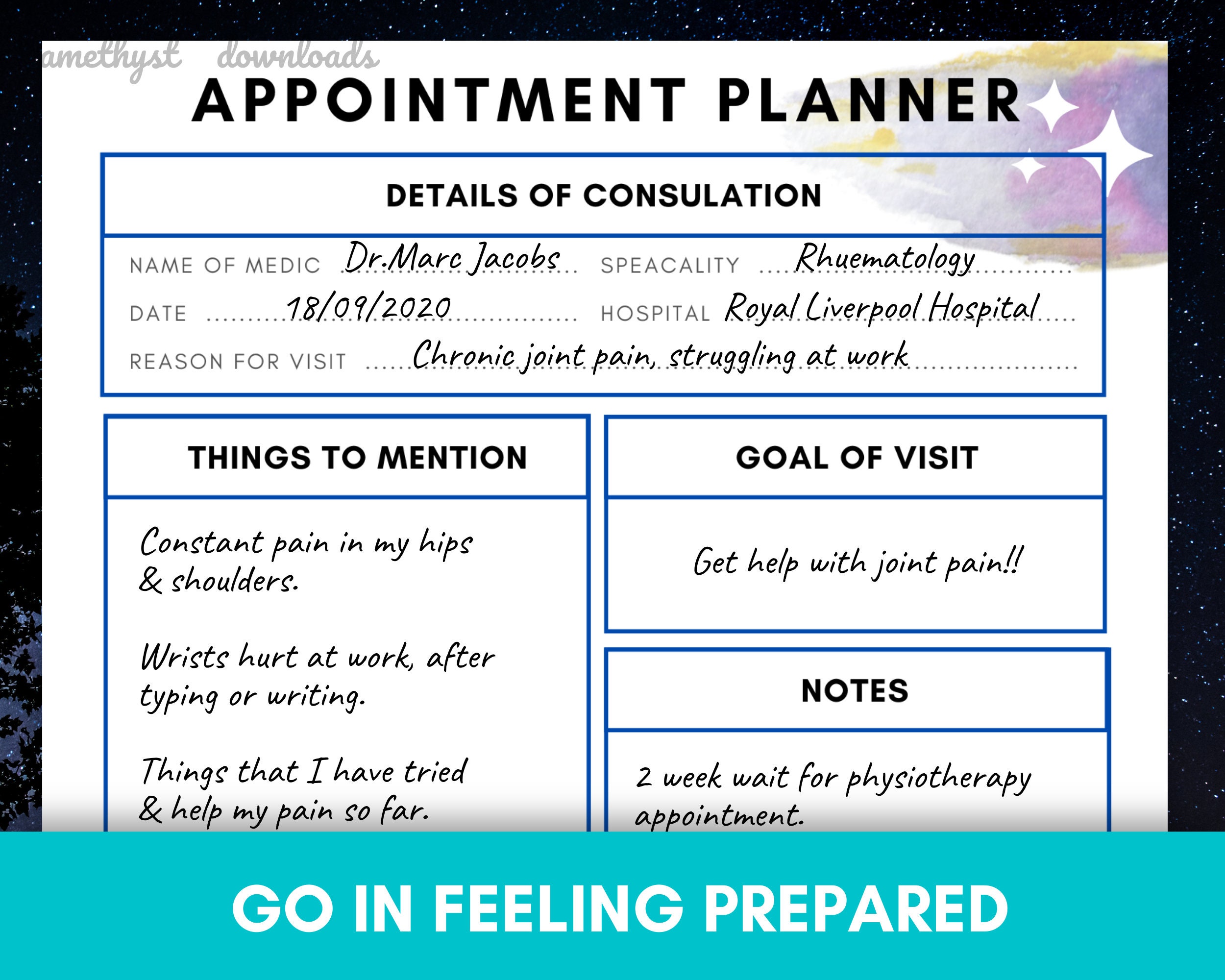 Hospital Appointment Planner Mental Health, Chronic Illness & Spoonie ...