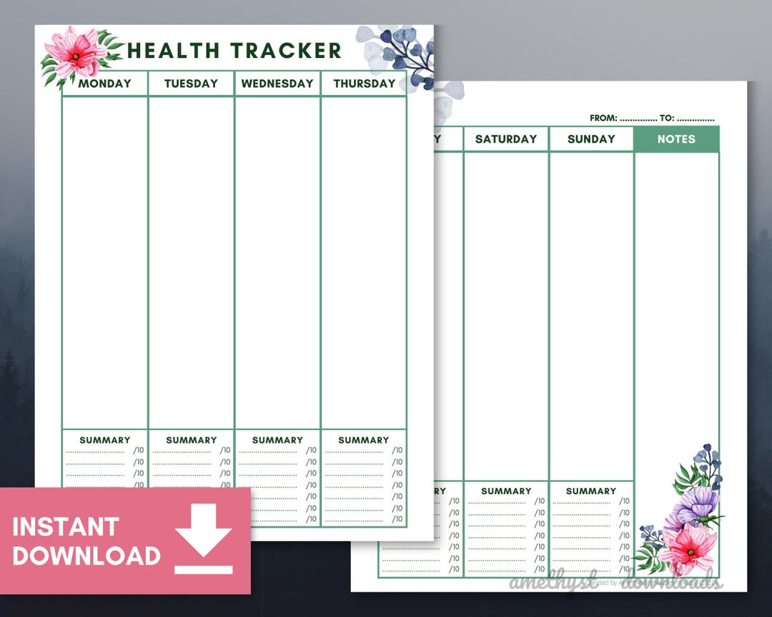 Health Tracker Printable for Chronic Illness, Disability & Spoonie ...