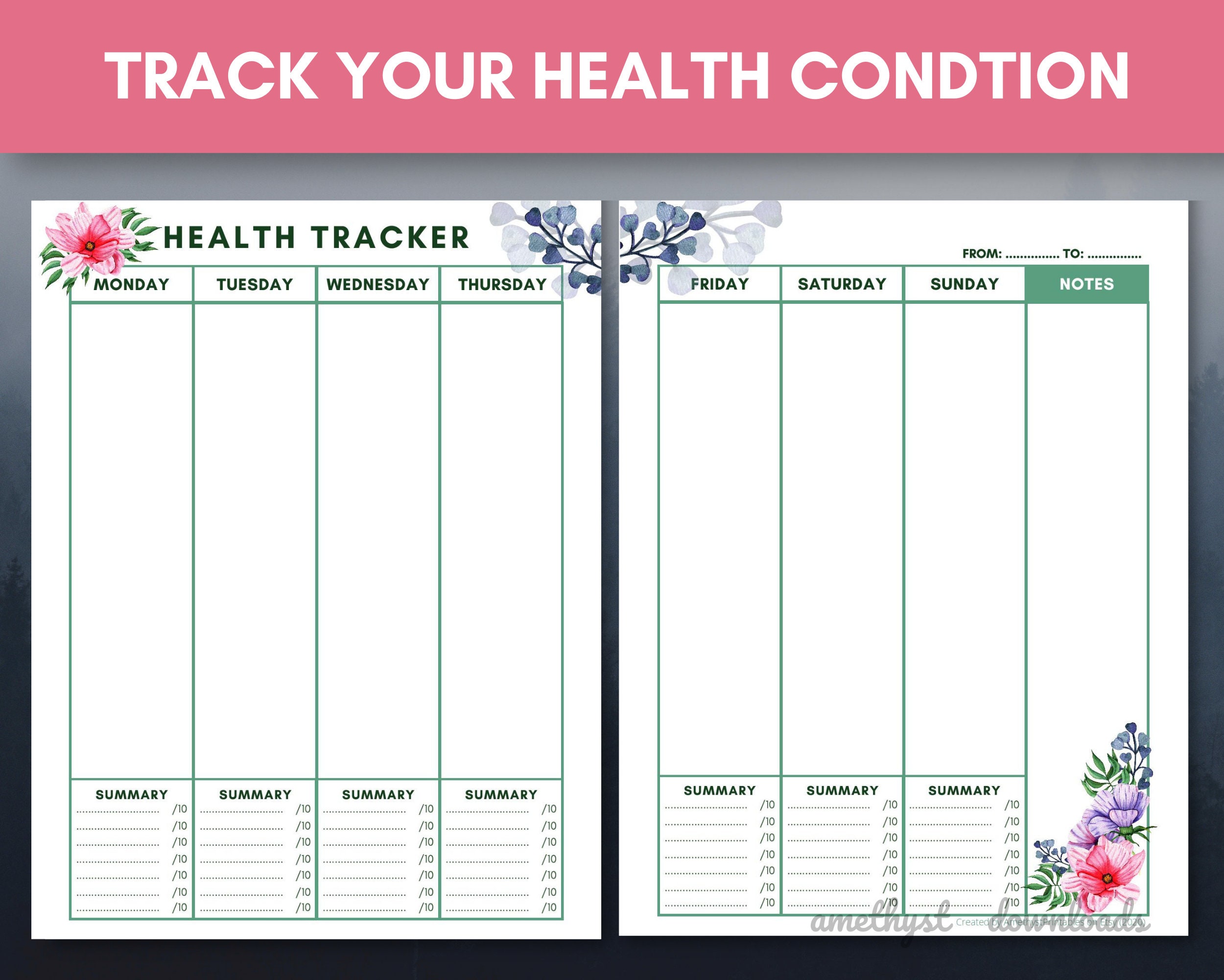 Health Tracker Printable for Chronic Illness, Disability & Spoonie ...