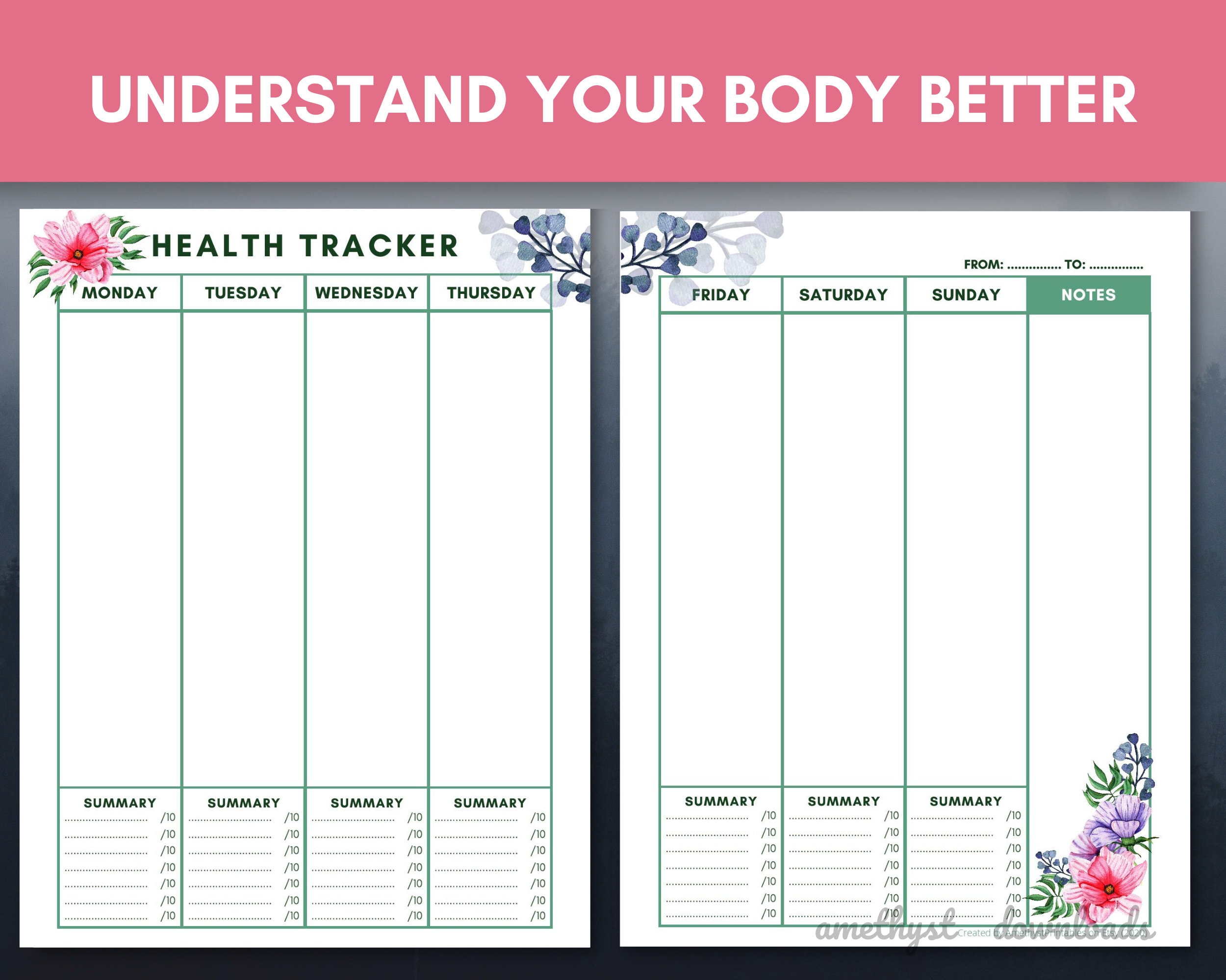 Health Tracker Printable for Chronic Illness, Disability & Spoonie ...