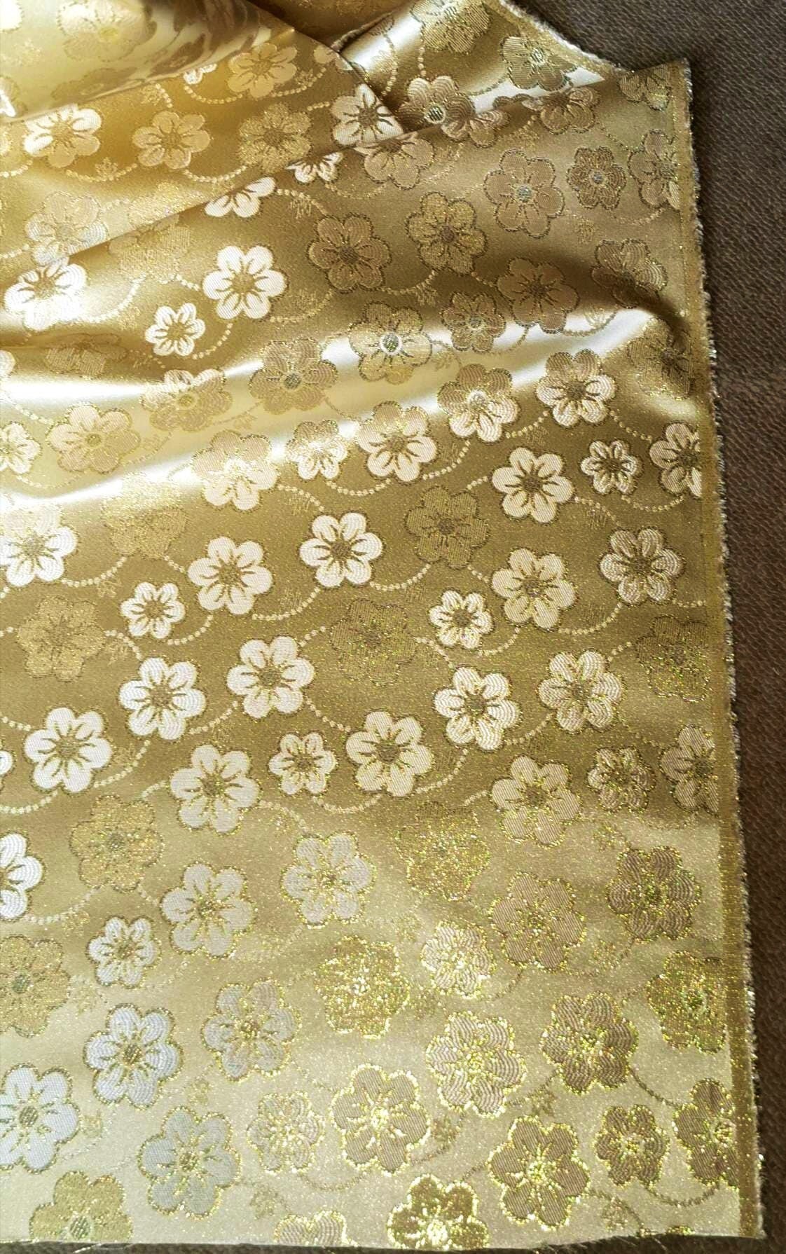 Gold Metallic Floral Design Print Brocade Fabric 43 Inch Wide - Etsy