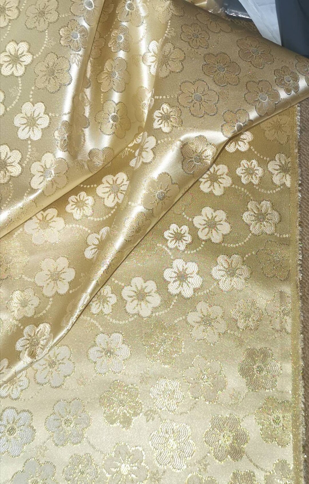 Gold Metallic Floral Design Print Brocade Fabric 43 Inch Wide - Etsy