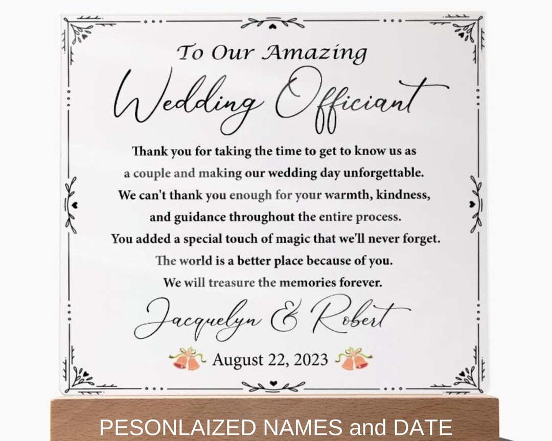 Wedding Officiant Gift, Custom Wedding Officiant Gift, Custom Acrylic ...