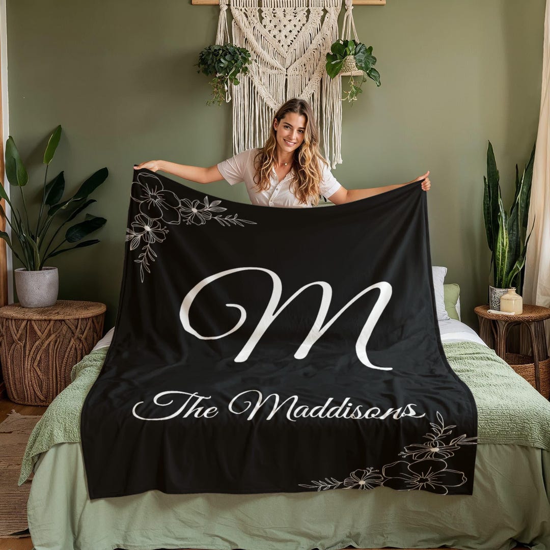Custom Family Name Blanket, Personalized Initials Blanket, Housewarming ...