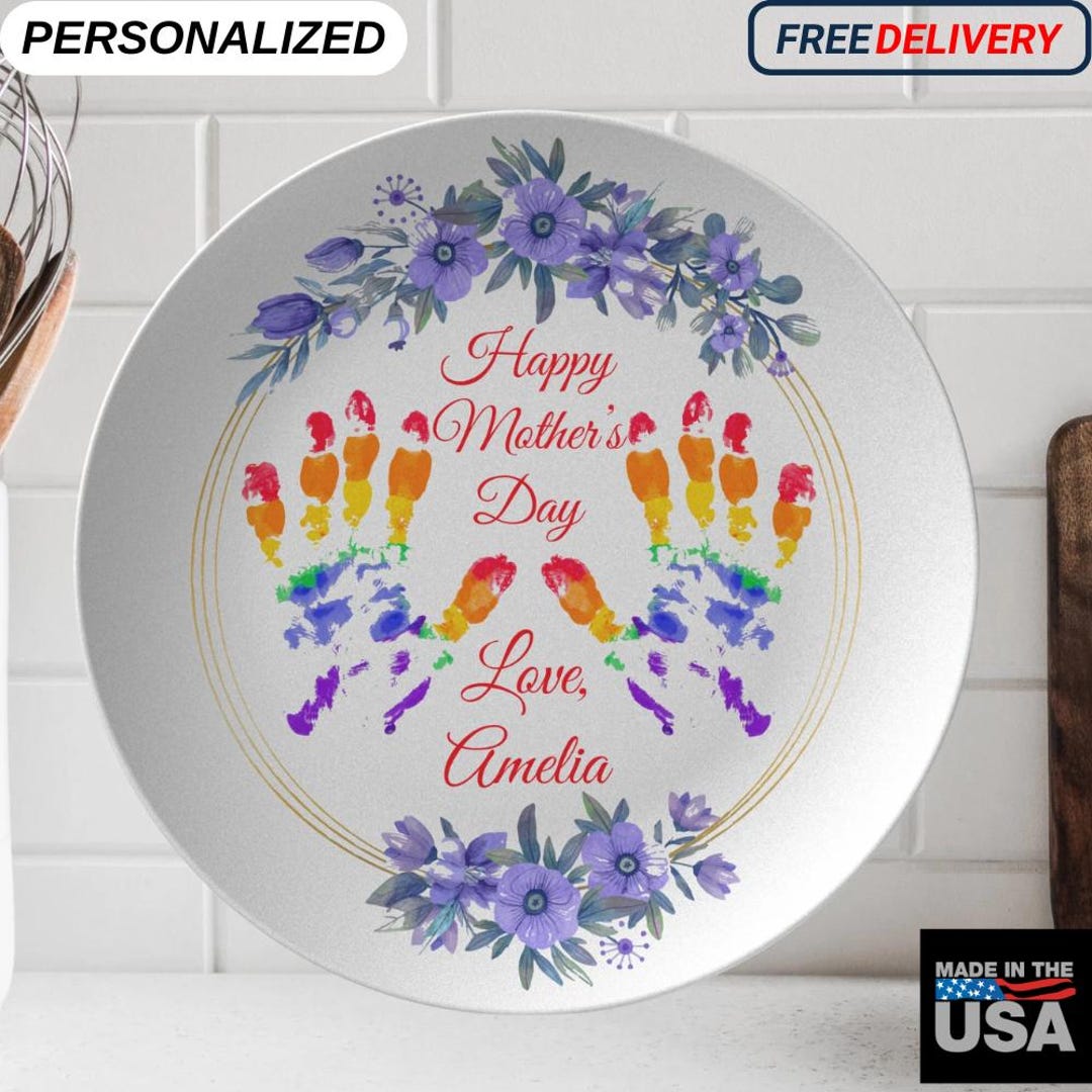 Mothers Day Handprint Gift, Personalized Kids Handprint Plate ...