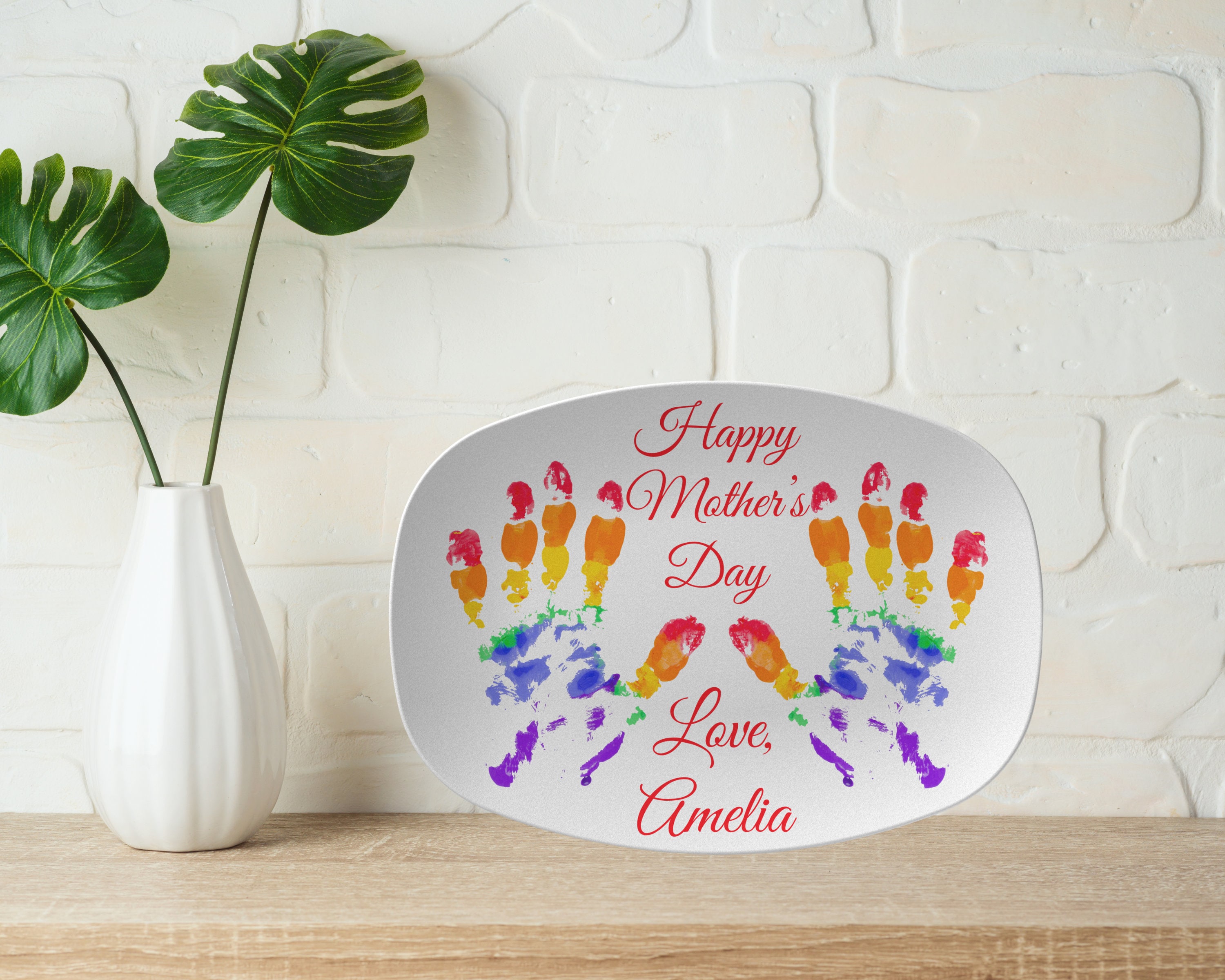 Mothers Day Handprint Gift, Personalized Kids Handprint Plate ...