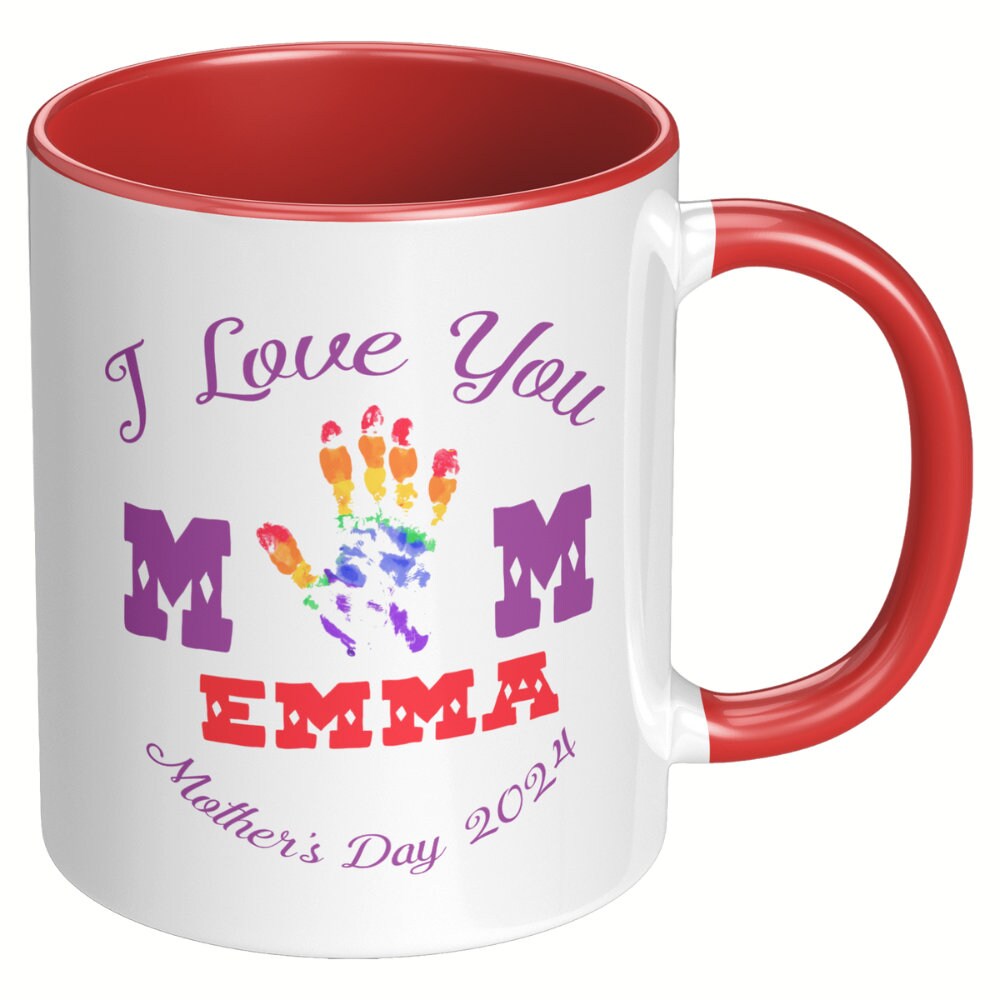 Personalized Mothers Day Handprint Coffee Mug, Personalized Kids ...