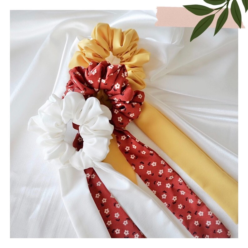 Scrunchie With Ribbon Handmade Soft Fabric Hair Accessory Hairband ...