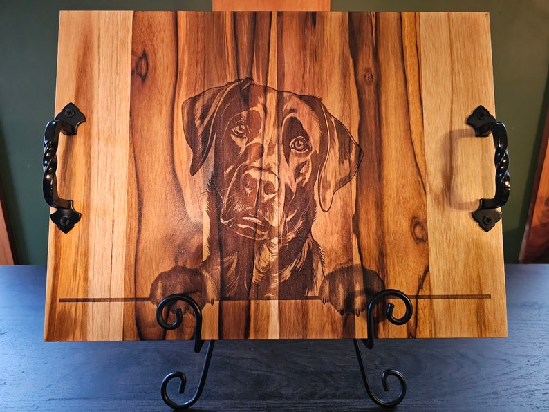 Laser Engraved Black Labrador Retriever Teak Wood Charcuterie Board or ...