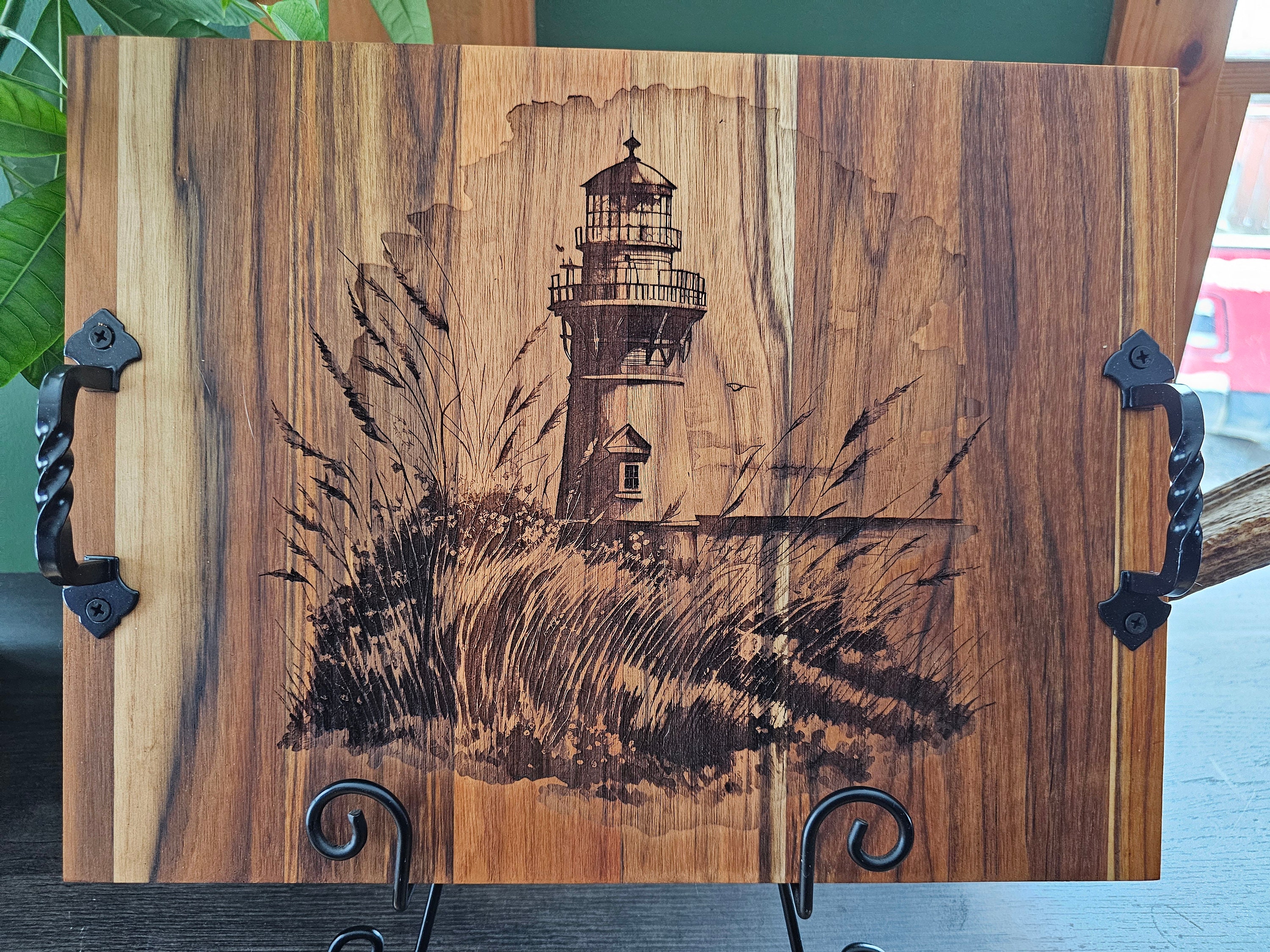 Laser Engraved Lighthouse Teak Wood Charcuterie Board or Cutting Board ...