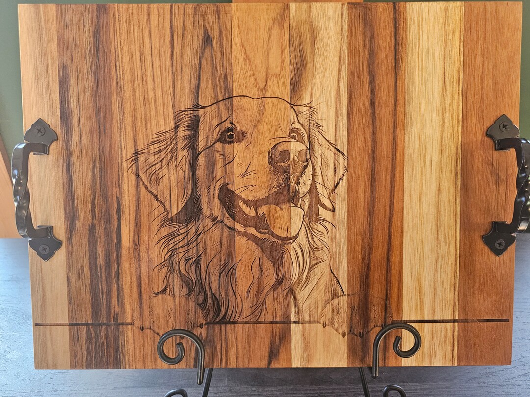Laser Engraved Golden Retriever Teak Wood Charcuterie Board or Cutting ...
