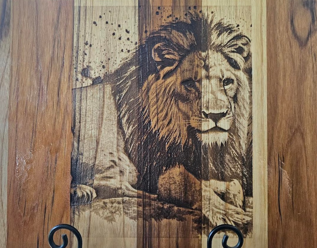 Laser Engraved Lion Teak Wood Charcuterie Board or Cutting Board - Etsy