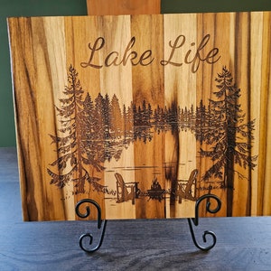 Laser Engraved Lake Life Teak Wood Charcuterie Board or Cutting Board ...