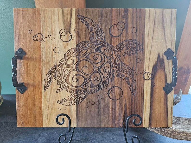 Laser Engraved Turtle Teak Wood Charcuterie Board or Cutting Board - Etsy