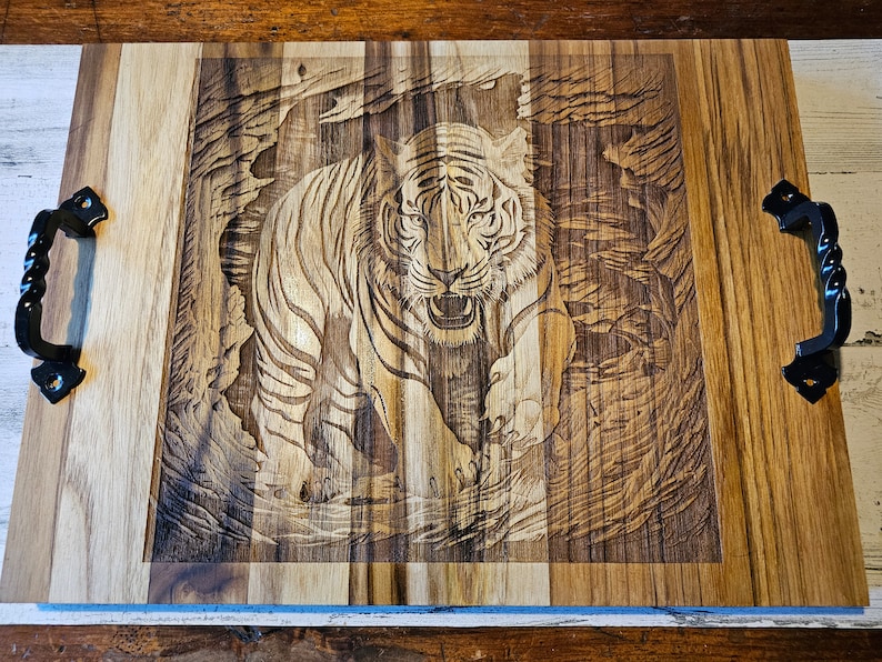 Laser Tiger Teak Wood Charcuterie Board or Cutting Board - Etsy