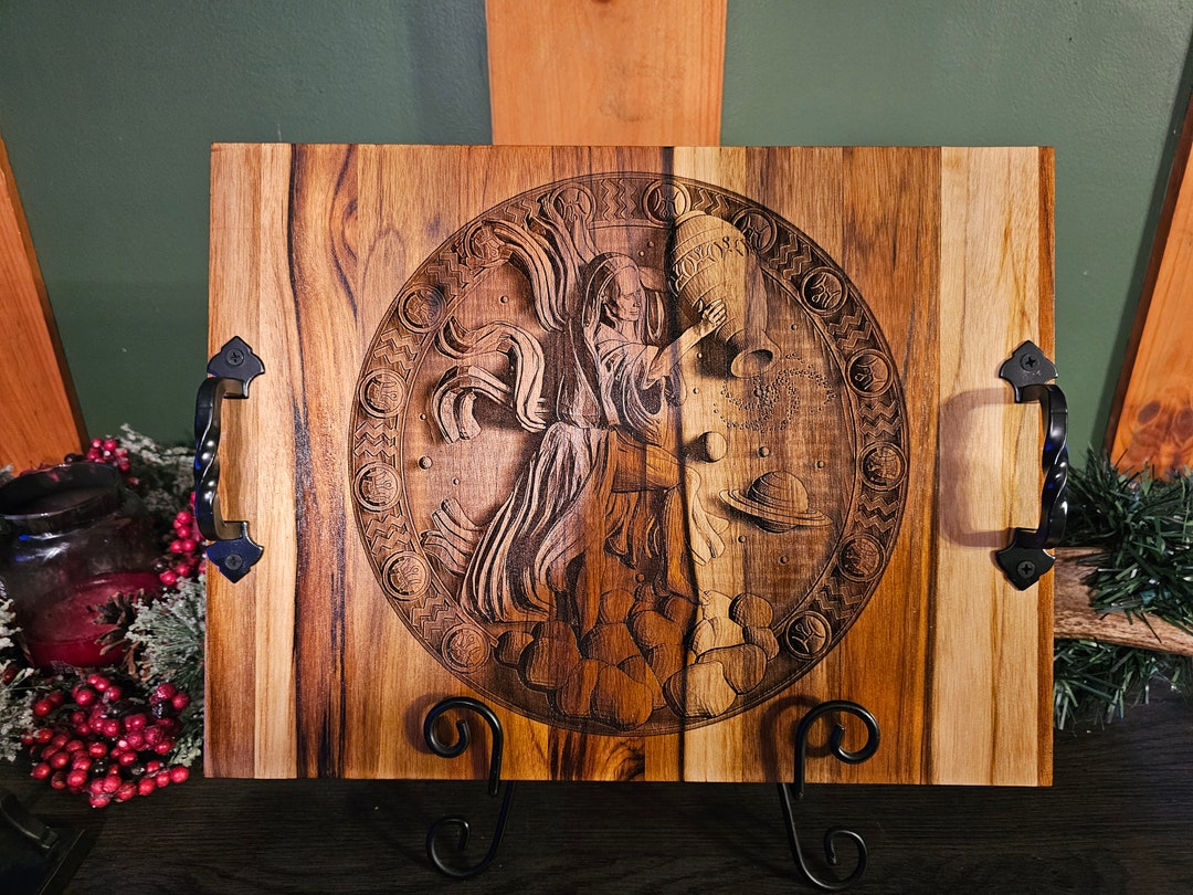 Laser Engraved Aquarius Zodiac Sign Teak Wood Charcuterie Board or ...