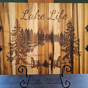 Laser Engraved Lake Life Teak Wood Charcuterie Board or Cutting Board ...